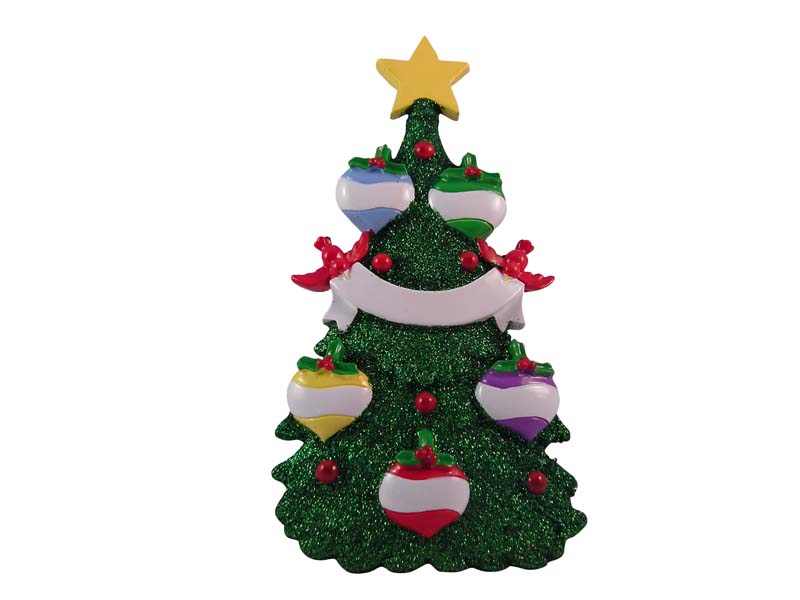 Green Glitter Tree Family x 5 - Festive Elf